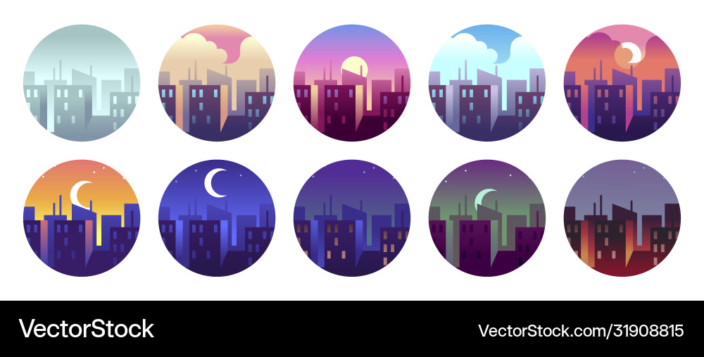 City Dawn Landscapes Royalty Free Vector Image