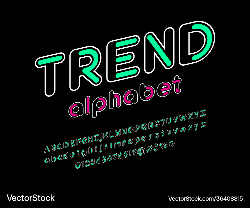Colorful line font Royalty Free Vector Image - VectorStock