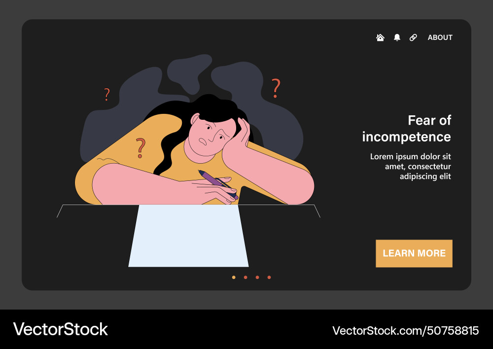 Fear of incompetence dark or night mode web Vector Image
