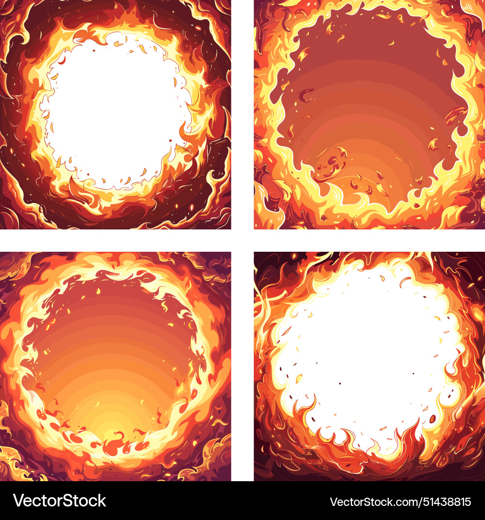 Fire round flame background cartoon Royalty Free Vector
