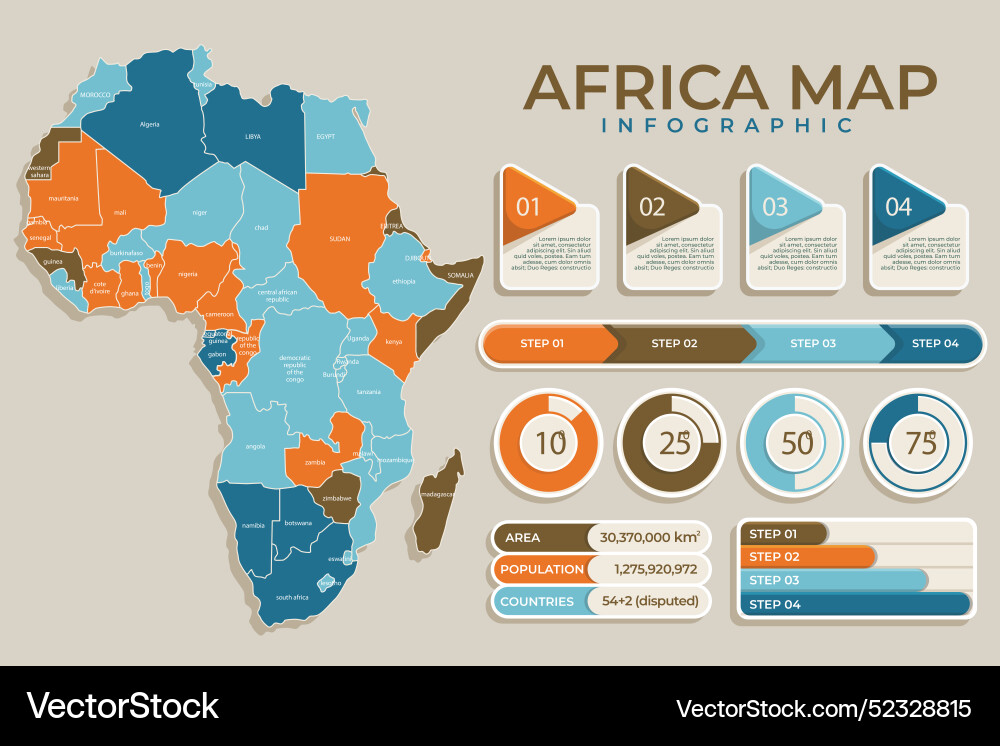 Flat africa map infographic Royalty Free Vector Image