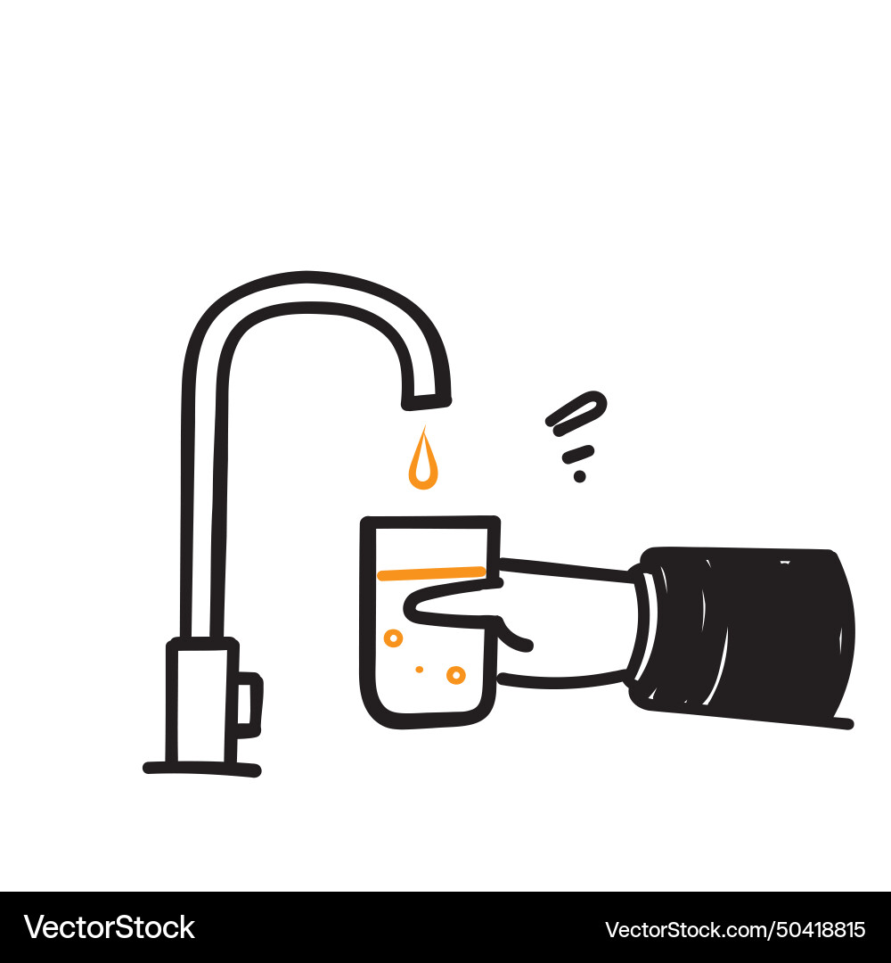 Hand drawn doodle fill drinking water from the tap