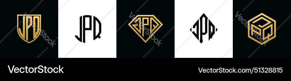 Initial letters jpq logo designs bundle Royalty Free Vector