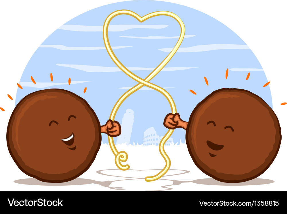Meatball Hearts Spaghetti Royalty Free Vector Image