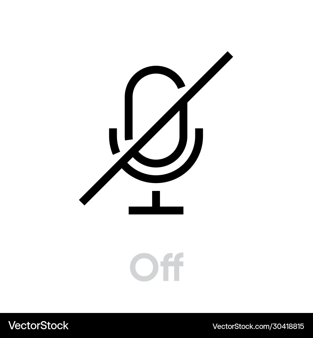Microphone off icon editable line Royalty Free Vector Image