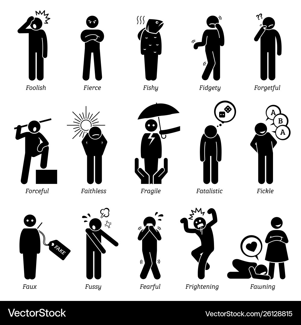 Negative personalities character traits stick Vector Image
