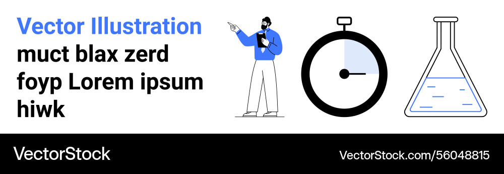 Scientist presenting data with stopwatch Vector Image