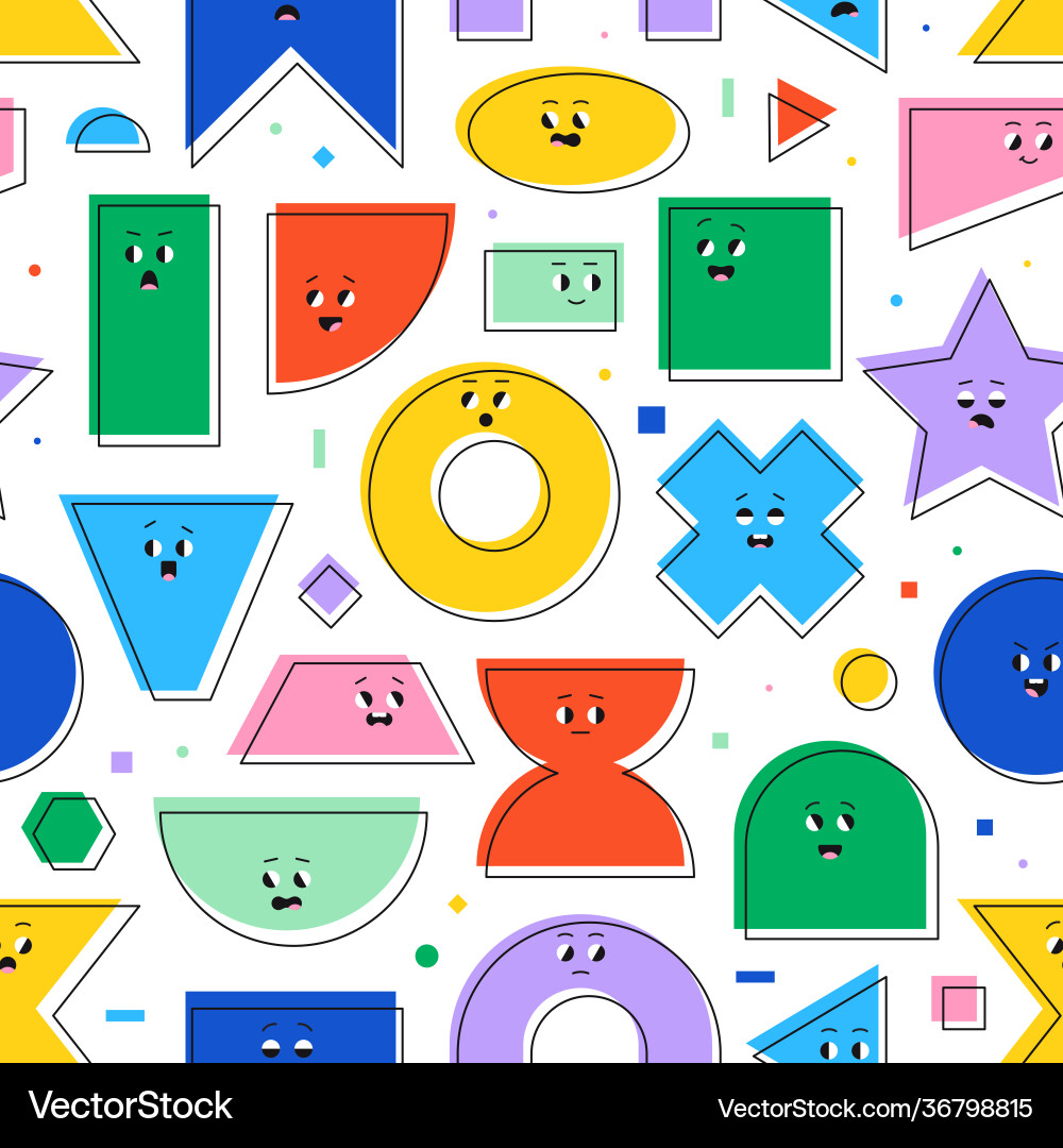 Seamless pattern with cute cartoon geometric Vector Image