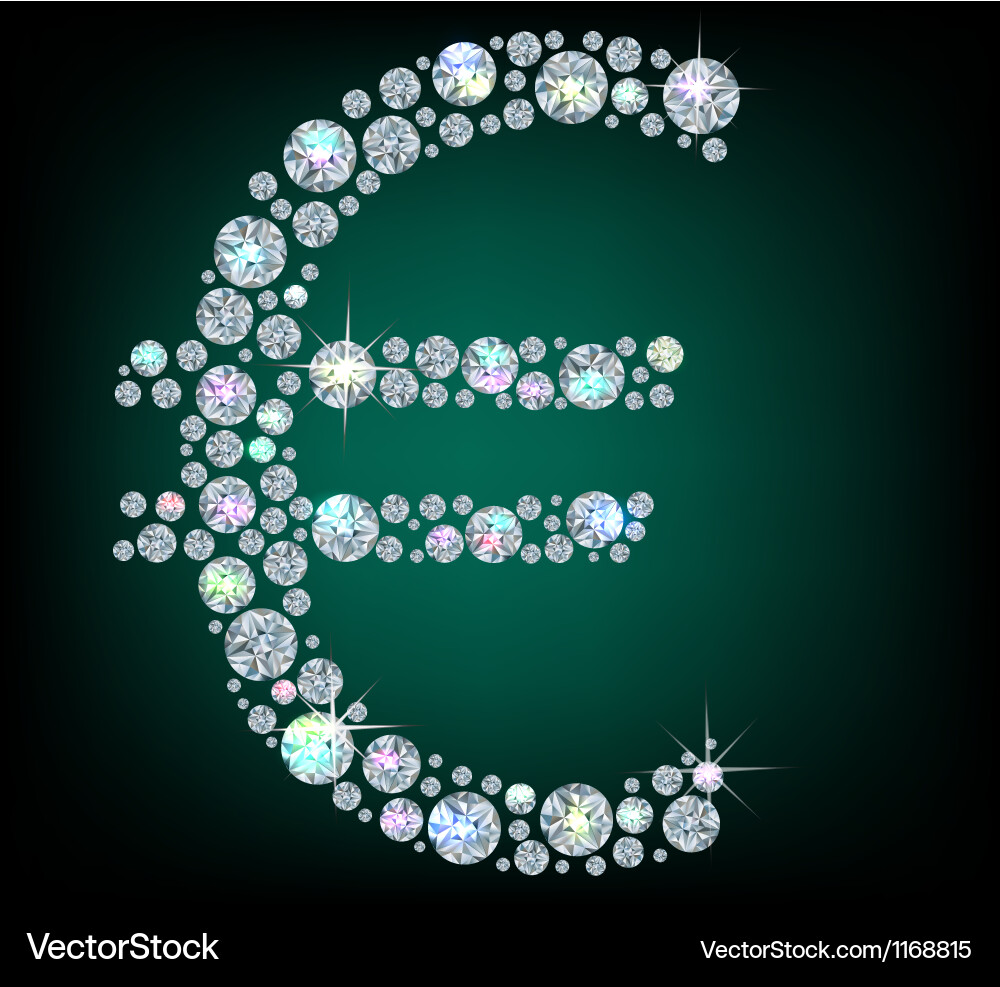 Shiny sign euro Royalty Free Vector Image - VectorStock