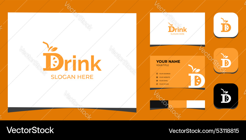 Template logo creative initial d and drink Vector Image
