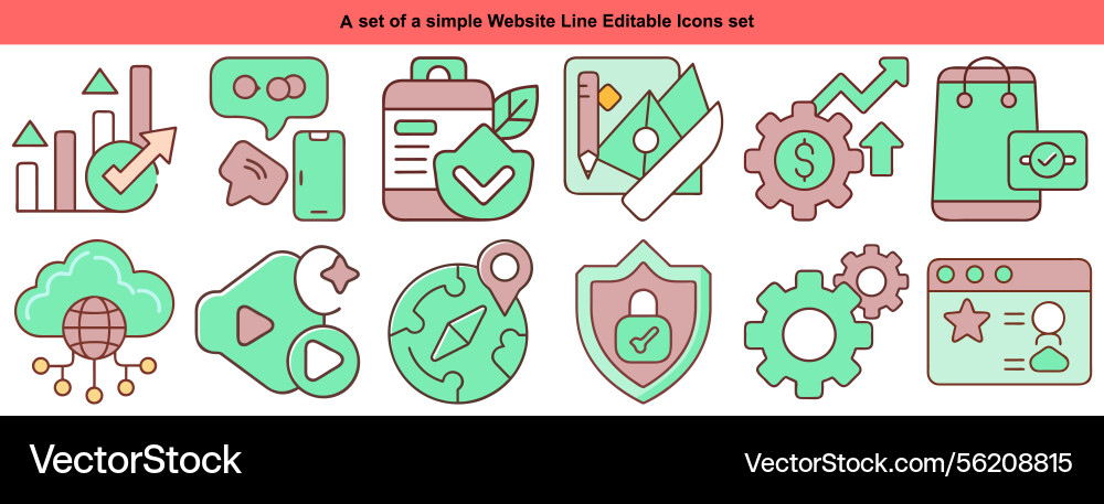 Website line icons set Royalty Free Vector Image