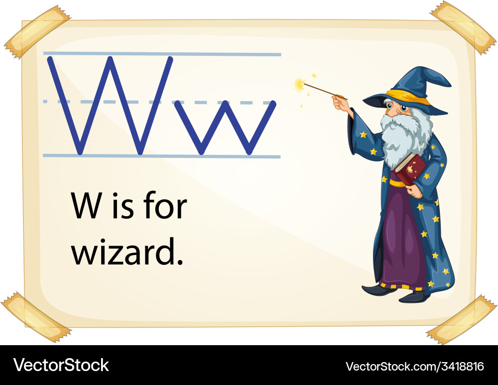 A letter w for wizard Royalty Free Vector Image