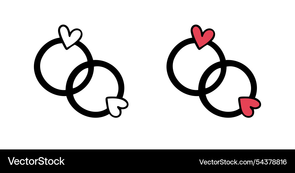 Bonded wedding rings doodle hand drawn icon Vector Image