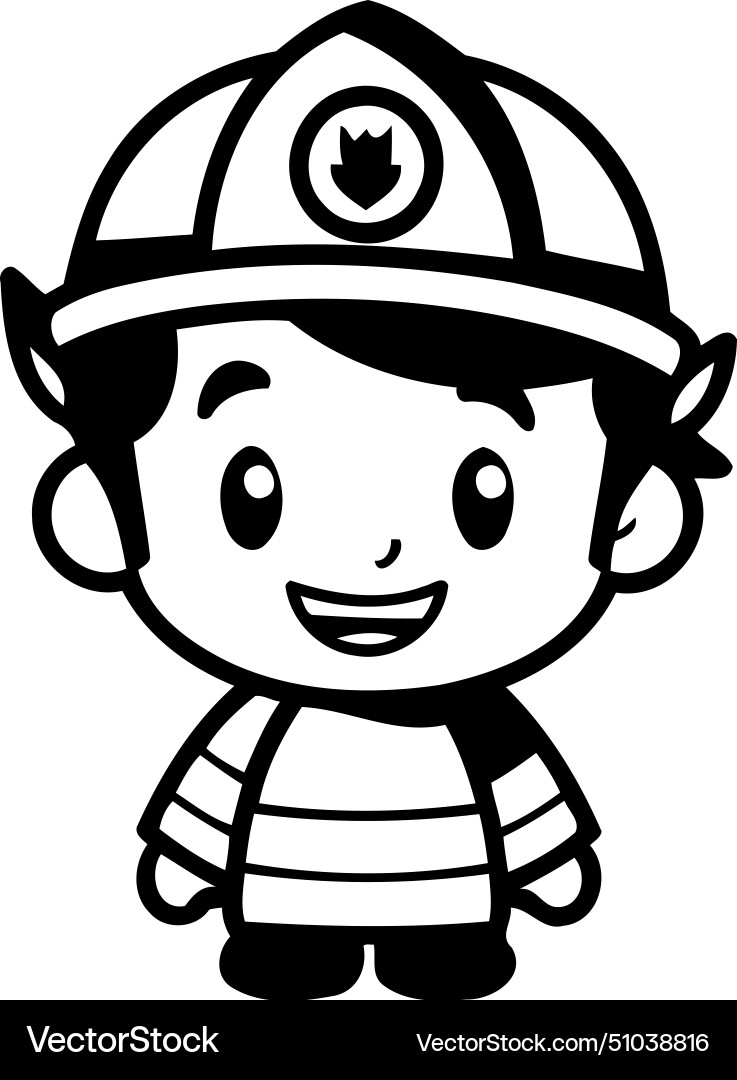 Fireman character design cute in cartoon Vector Image