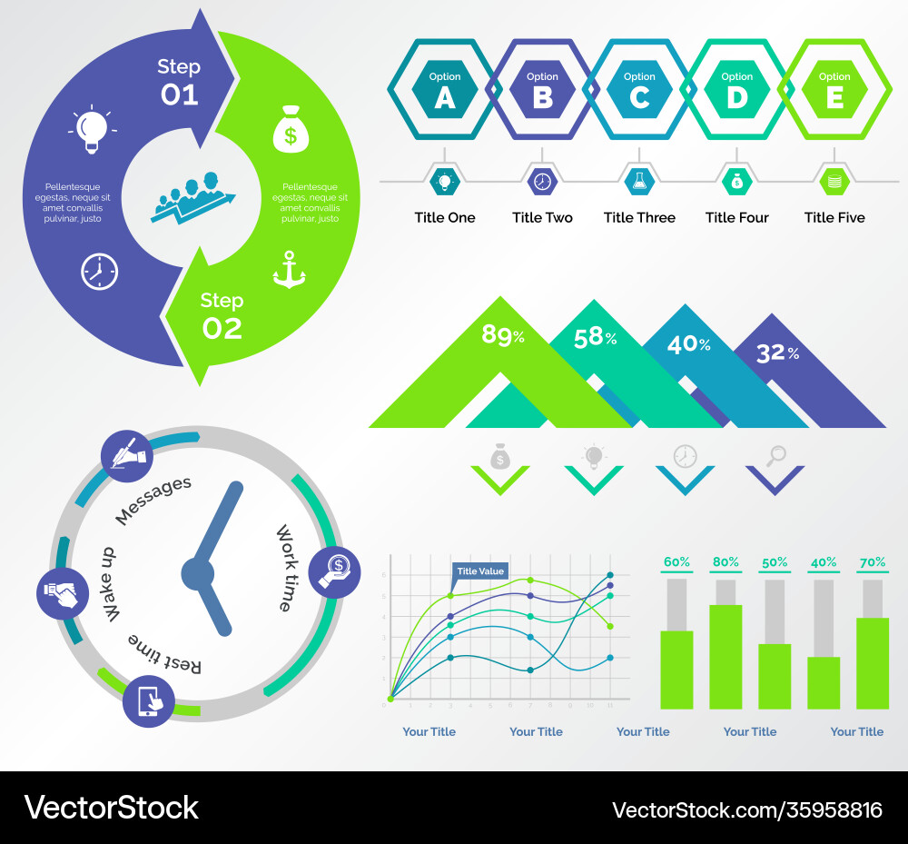 Five banking charts templates set Royalty Free Vector Image