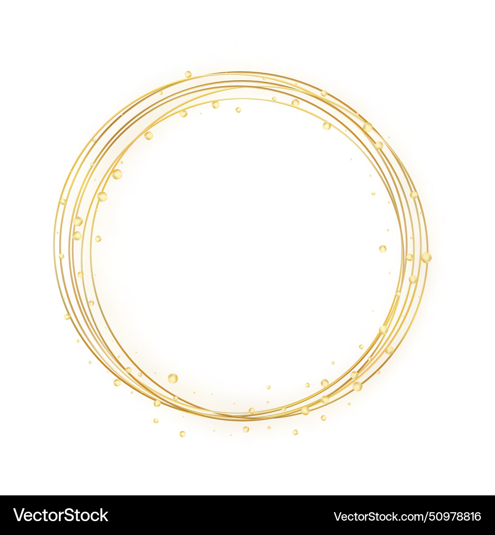 Gold thin round glitter frame golden luxury Vector Image