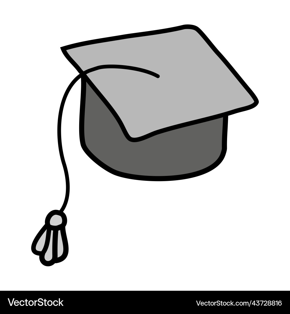 Graduation cap icon symbol sign hand drawing Vector Image