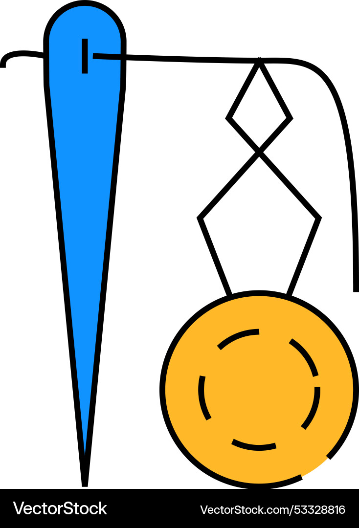 Inserting thread in eyelet icon color Royalty Free Vector