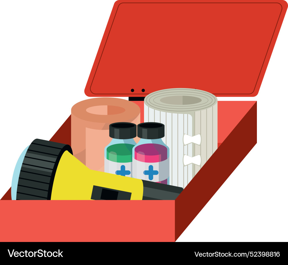 Medical first aid box supplies Royalty Free Vector Image