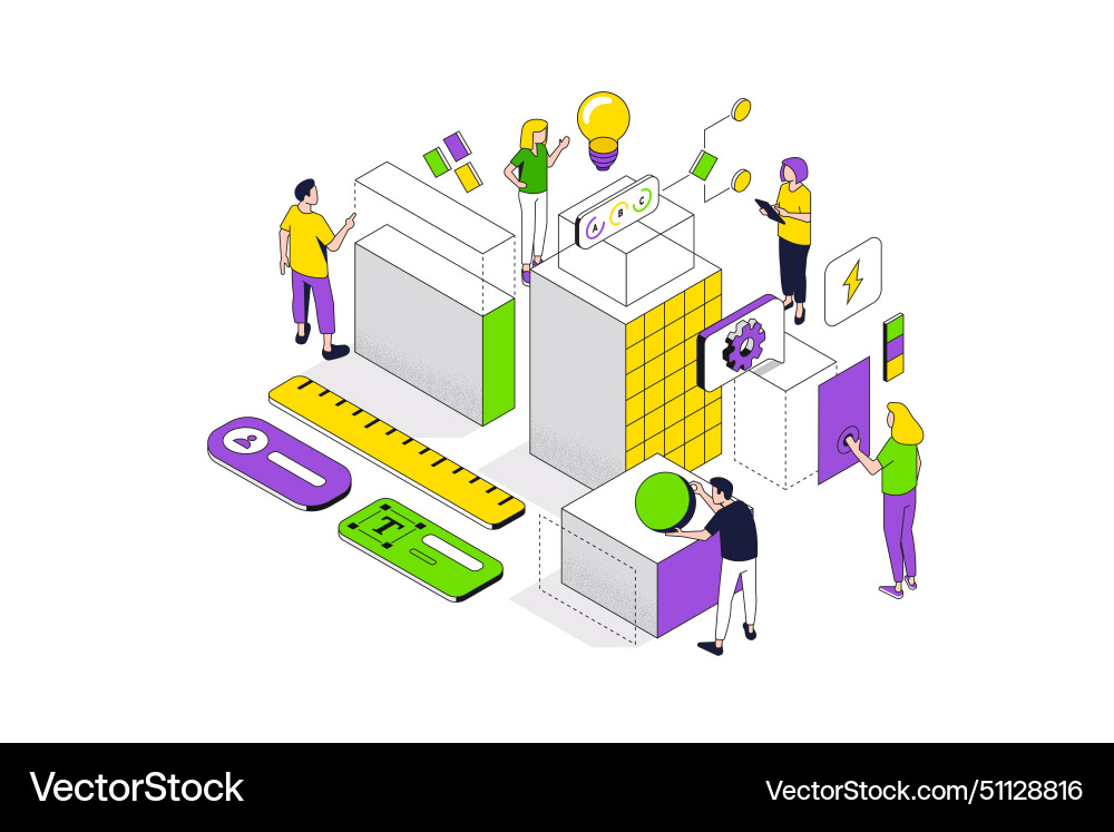 Modern isometric design - creative process Vector Image