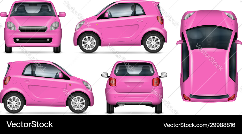 Small pink car realistic Royalty Free Vector Image
