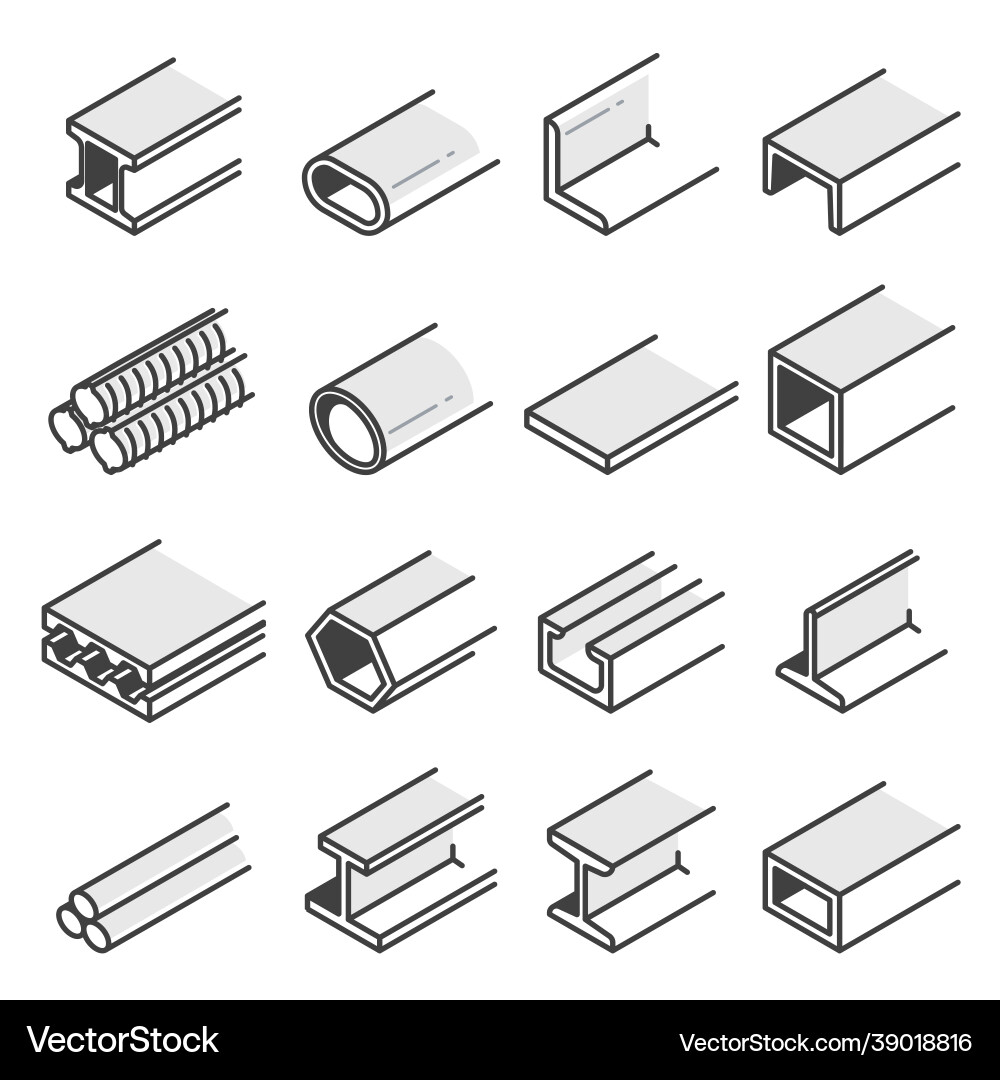 Steel beam and pipe set industry construction Vector Image