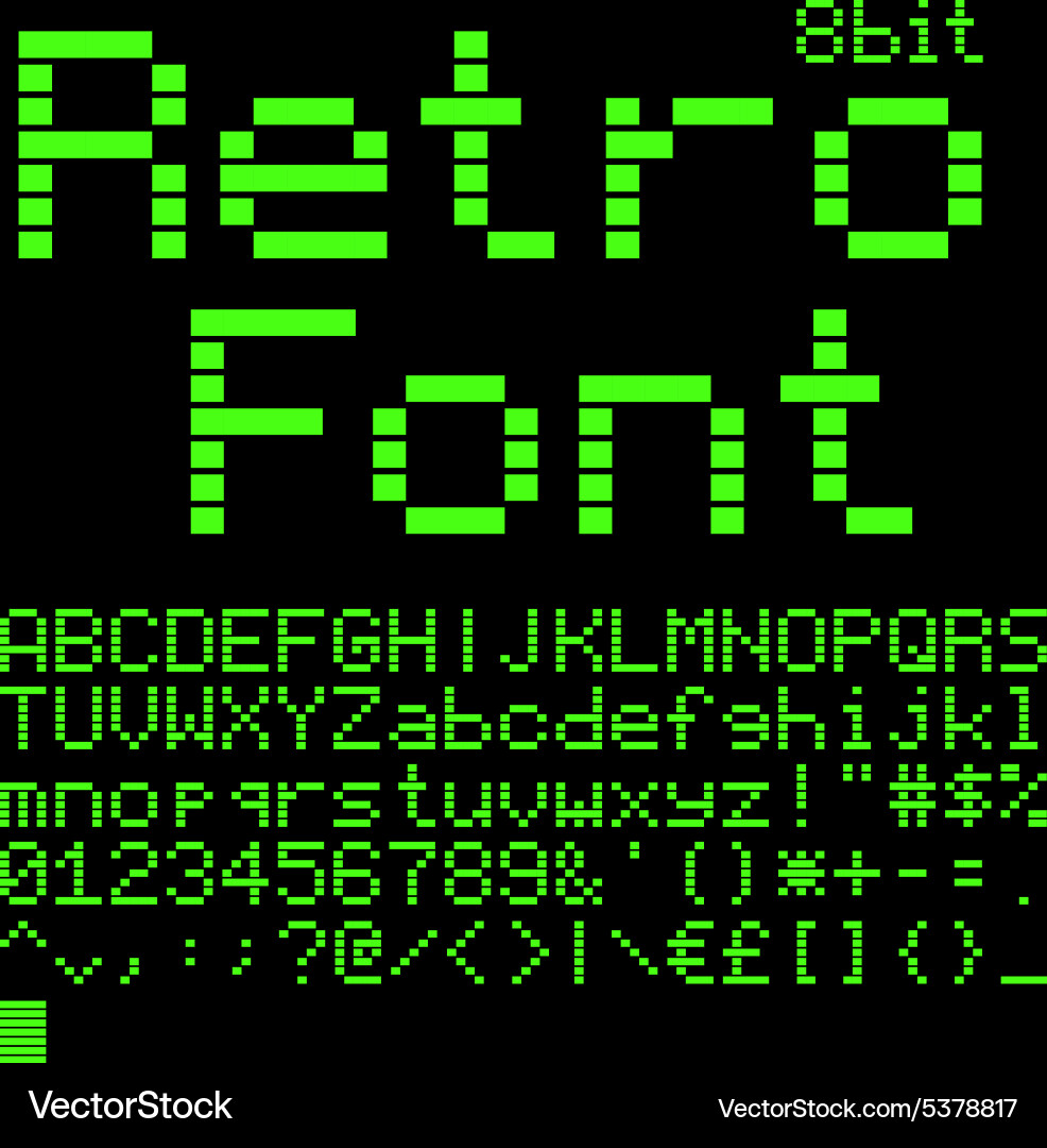 8 bit font Royalty Free Vector Image - VectorStock
