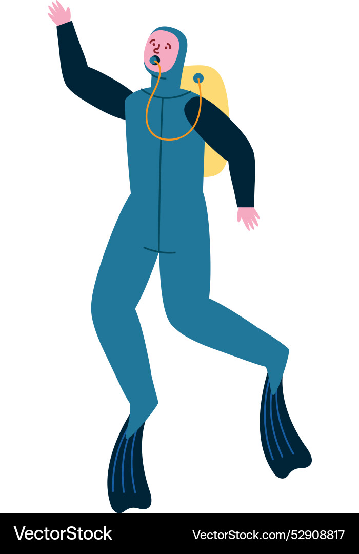 Cartoon diver swimming with diving mask Royalty Free Vector