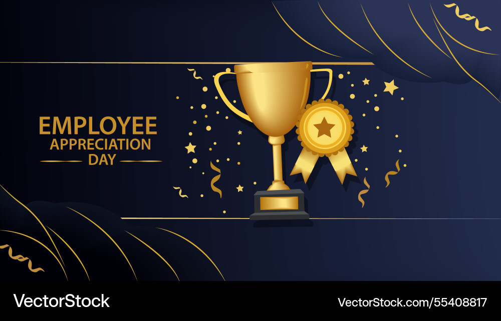 Employee appreciation day gold trophy Royalty Free Vector