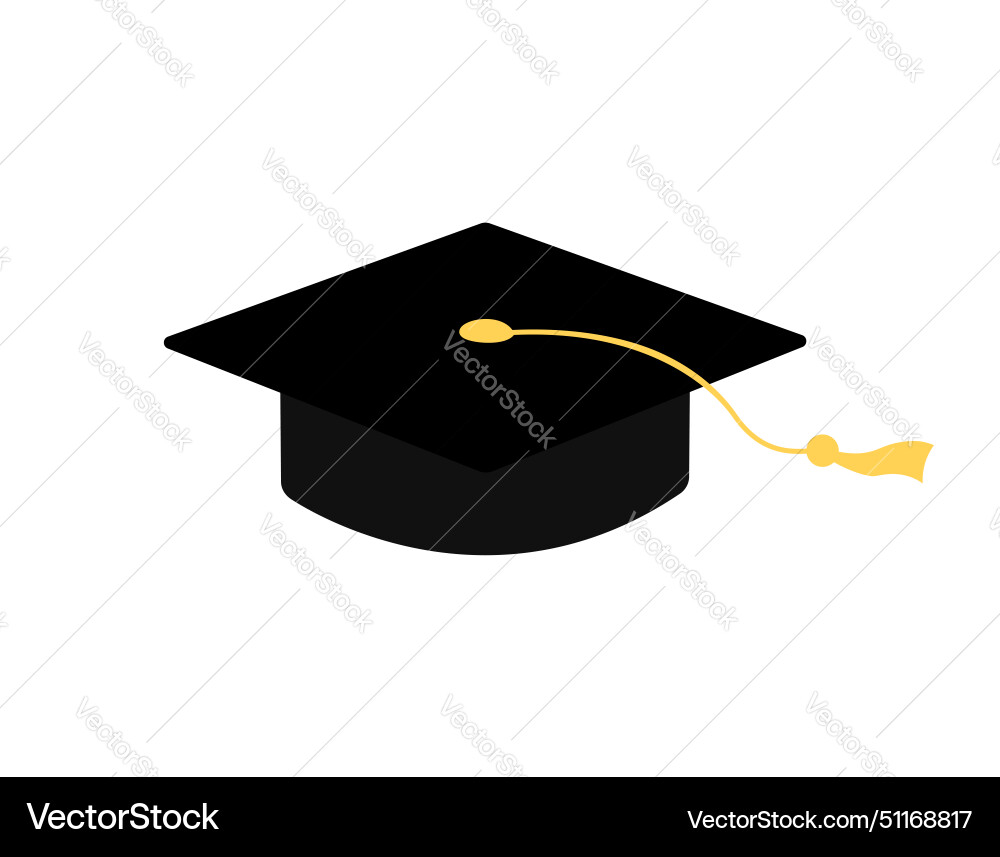 Graduation cap flat square Royalty Free Vector Image