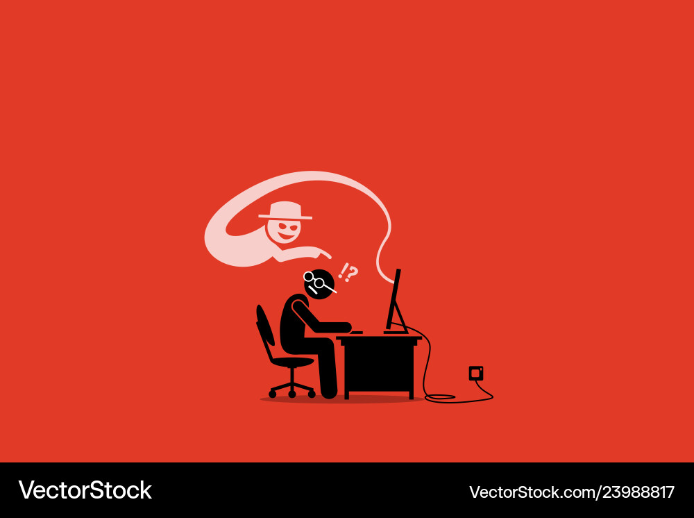 Internet cyber scammer trying to cheat Royalty Free Vector