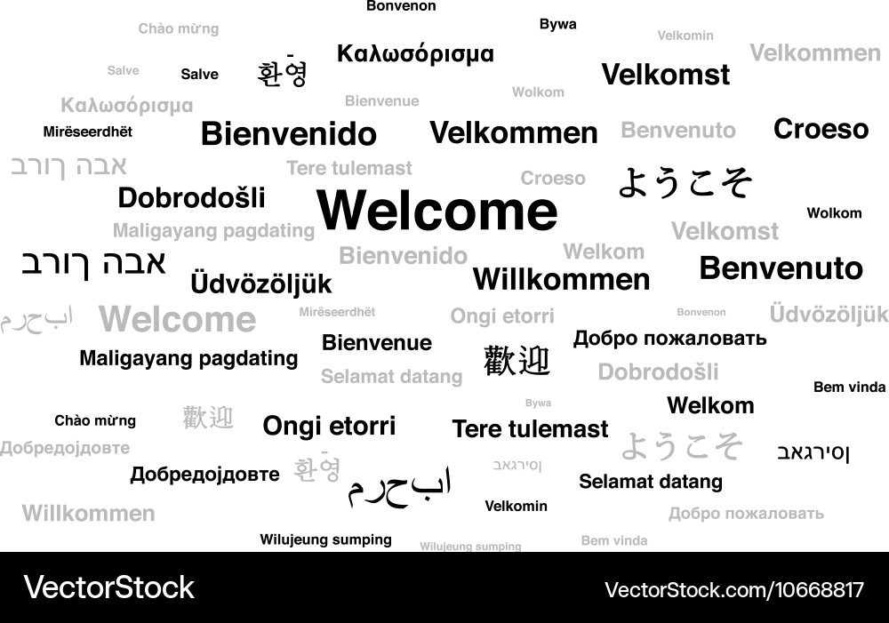 Multilingual Welcome Phrases - Global Languages Vector Image