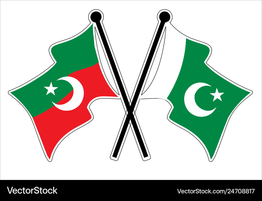 Pakistan PTI Flags Crossed Royalty Free Vector Image