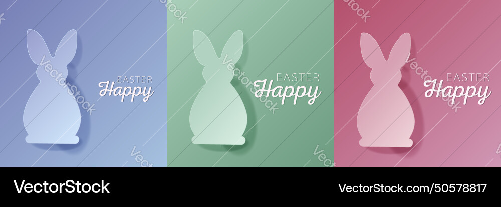 Set of pastel colored 3d rabbit shape design Vector Image