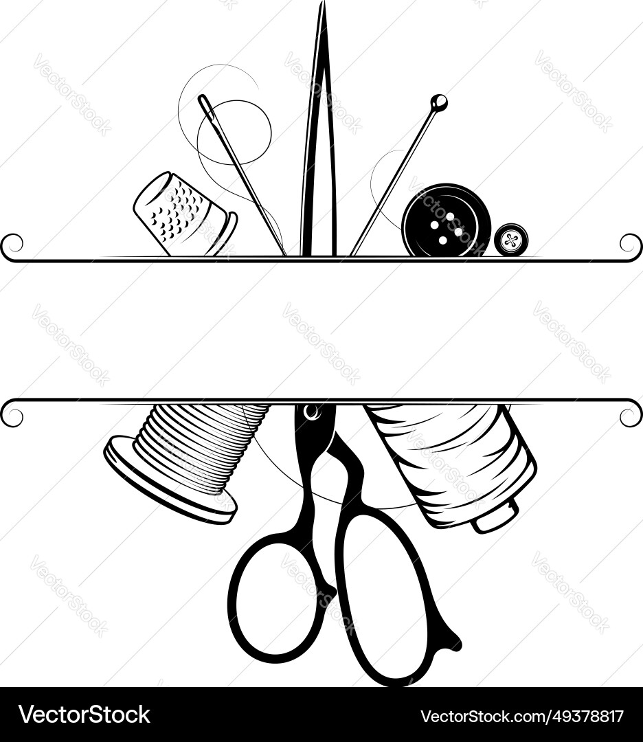 Sign frame for a sewing and tailoring salon Vector Image