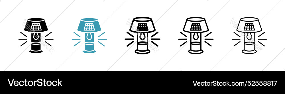 Solar garden light lamp icon set on white Vector Image