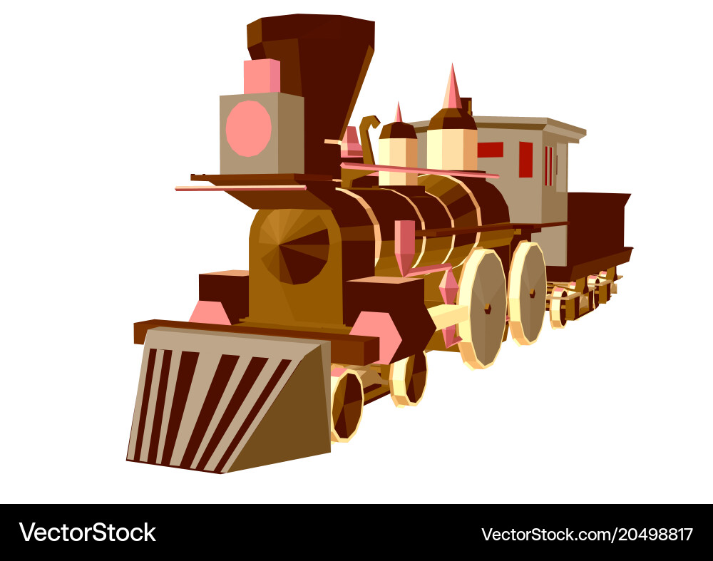 Steam train low poly Royalty Free Vector Image