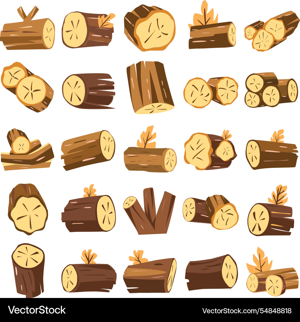 A collection of logs with cross-sections Vector Image