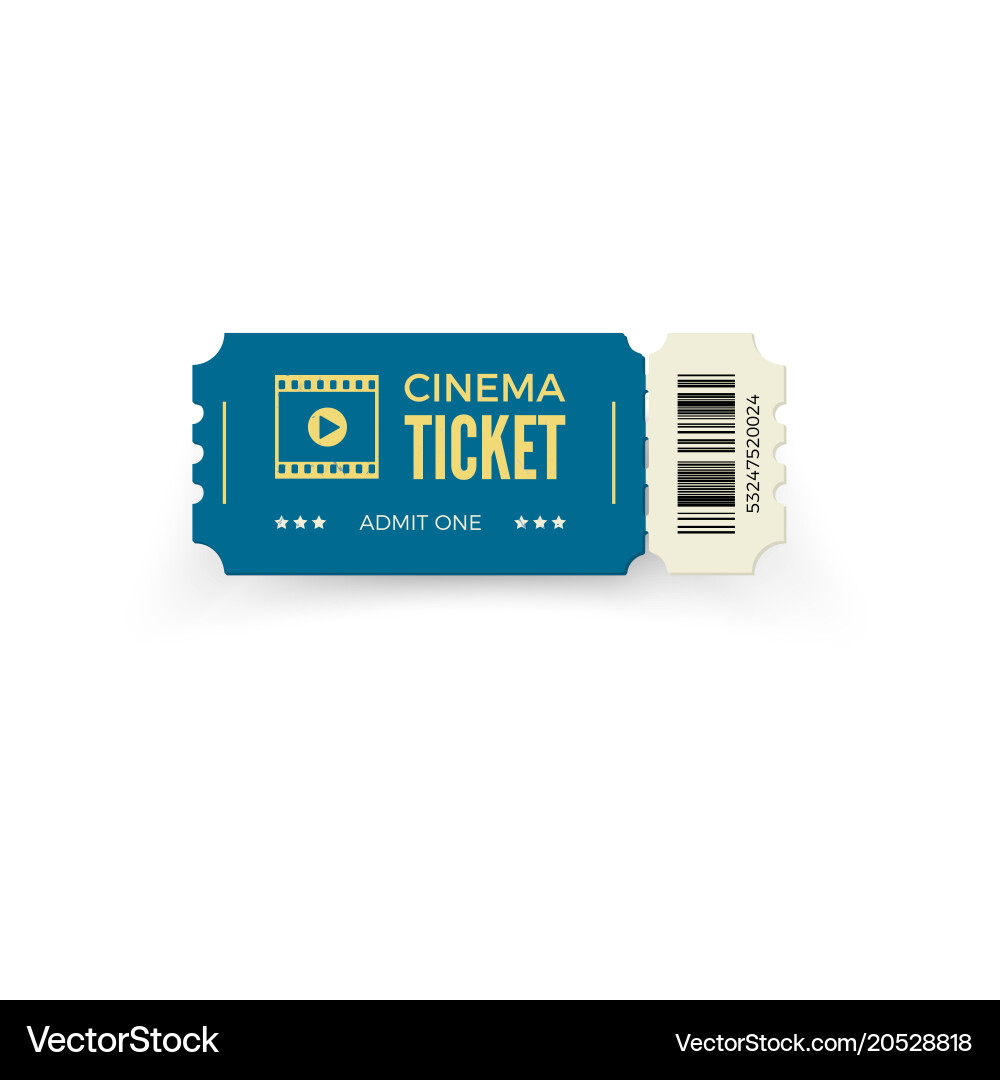 Blue cinema ticket isolated on white background Vector Image