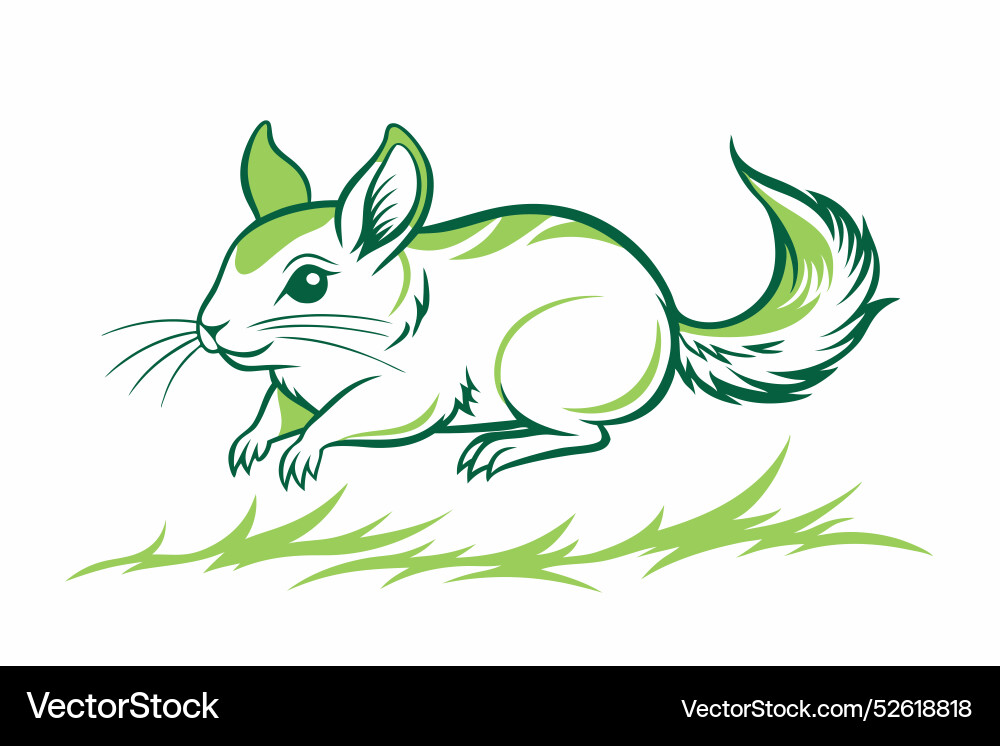 Chinchilla jump in grass silhouette k Royalty Free Vector