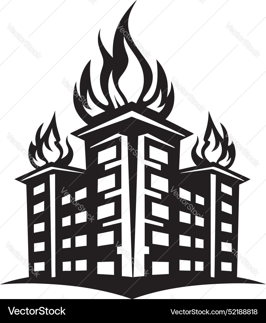 Emergency beacon building on fire black logo icon Vector Image