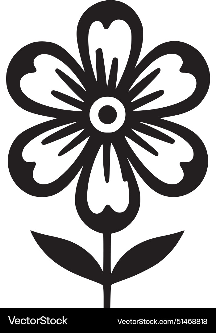 Flower - black and white Royalty Free Vector Image