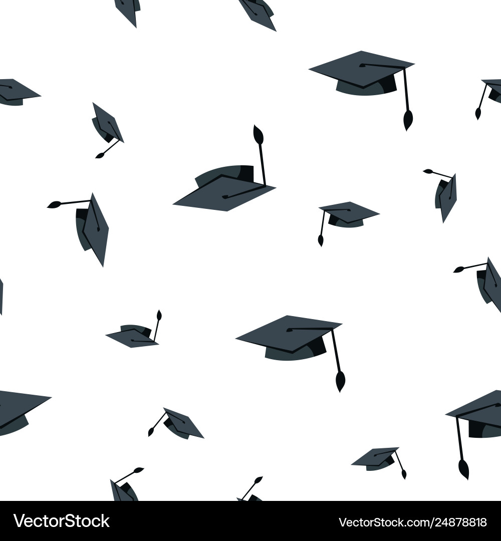 Graduation hat seamless pattern school Royalty Free Vector