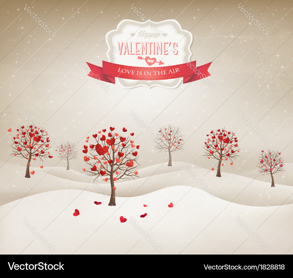 Holiday retro background valentine trees Vector Image