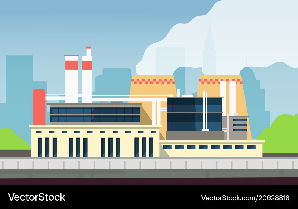 Industrial factory building construction exterior Vector Image