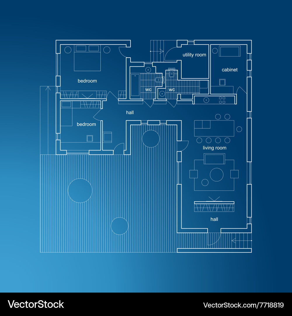 Architectural blueprint with plan Royalty Free Vector Image