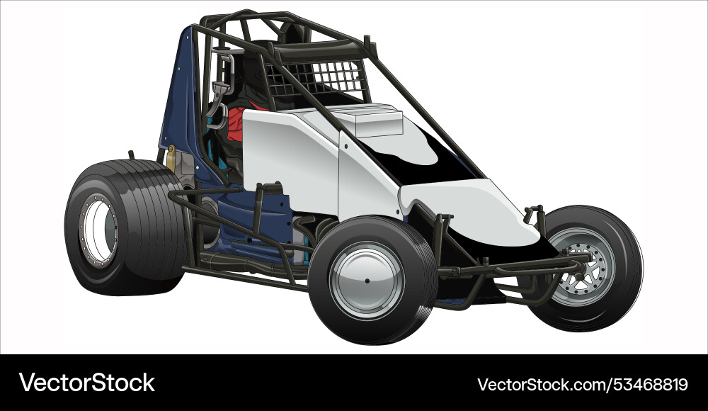 Blue drag racing car with black strip Royalty Free Vector
