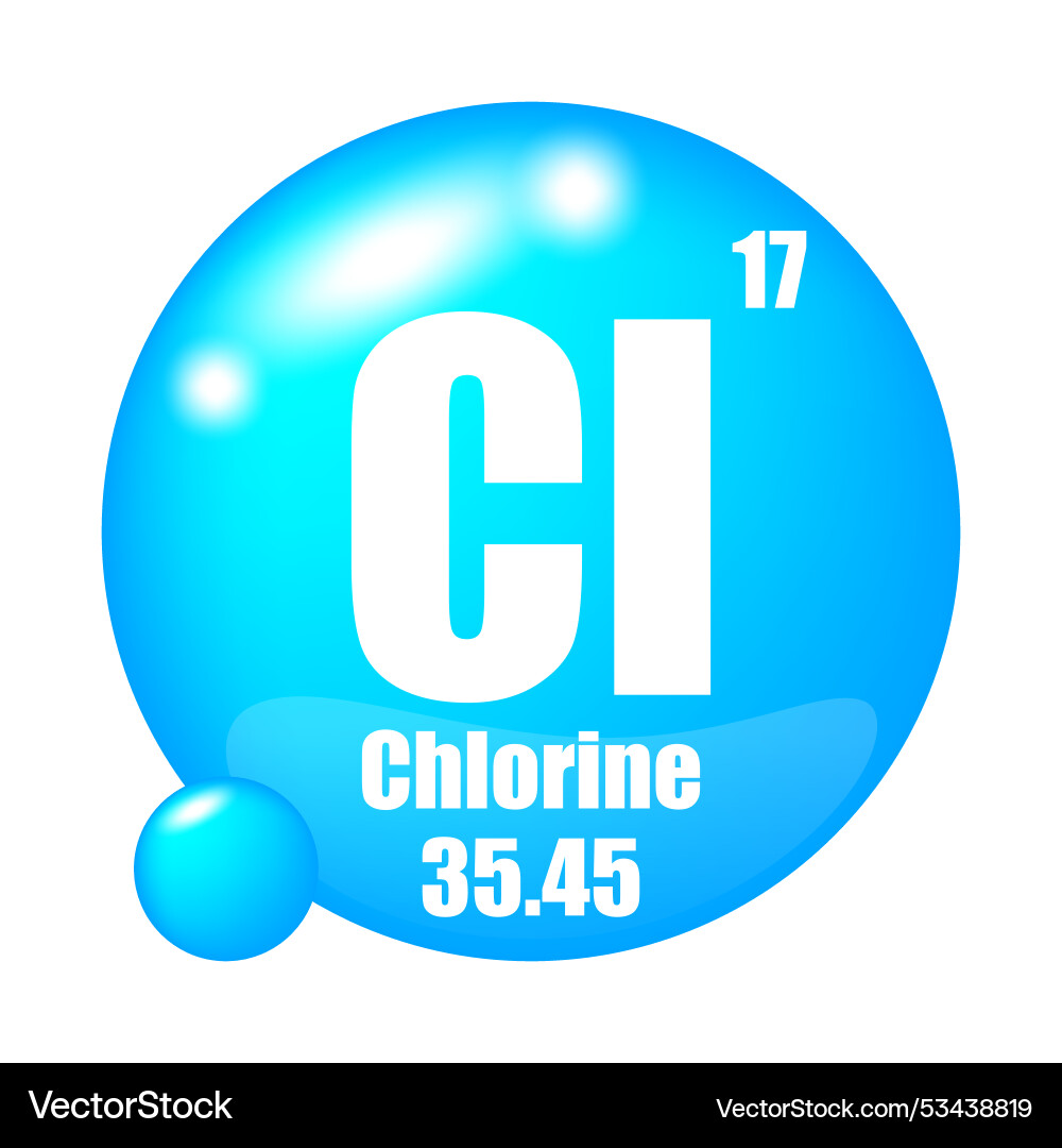 Chlorine icon cl chemical element atomic number Vector Image