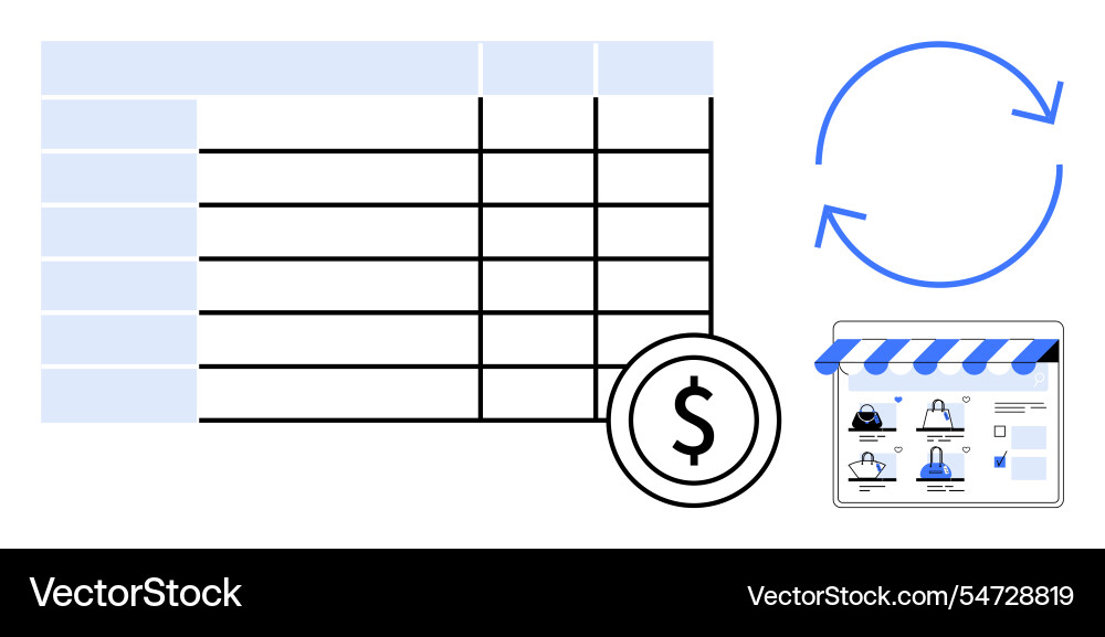 E-commerce store with financial chart and currency