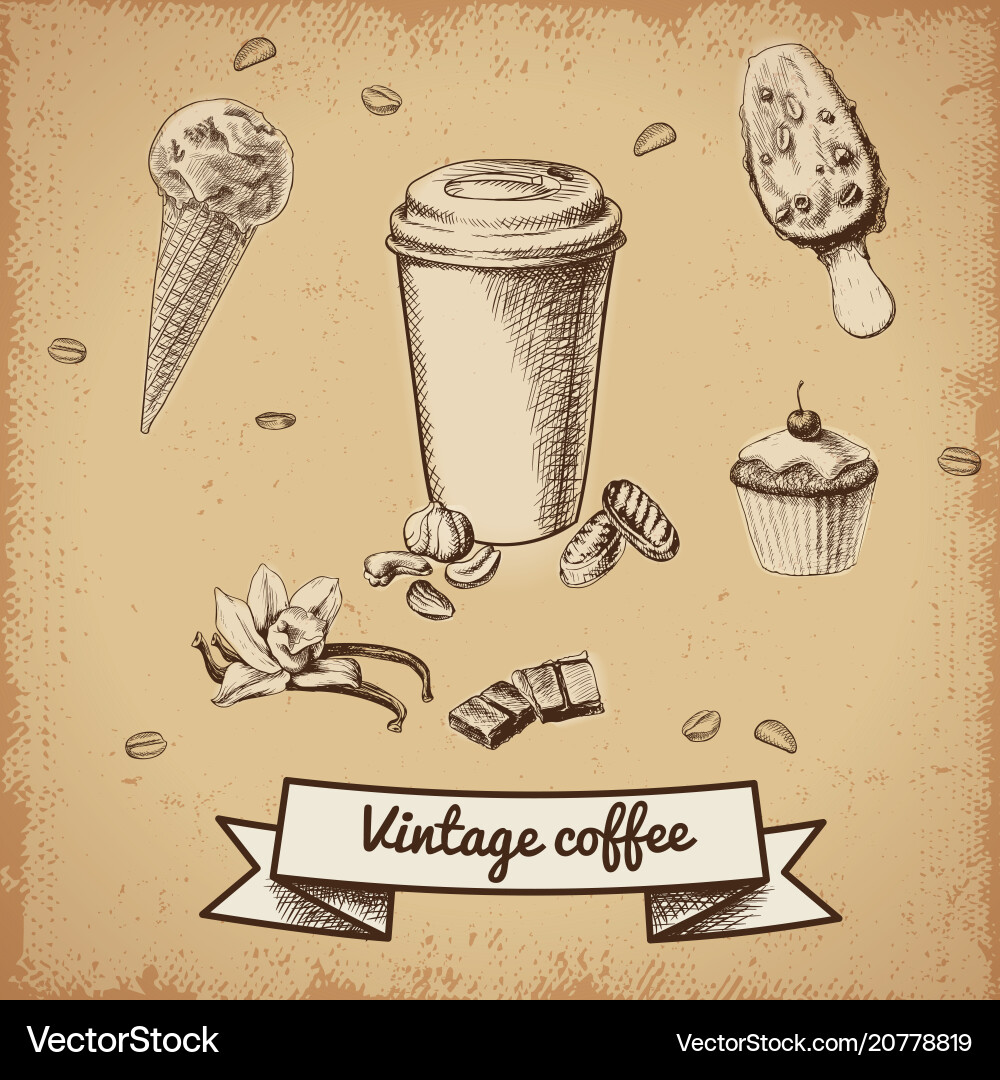 Hand drawn coffee set Royalty Free Vector Image